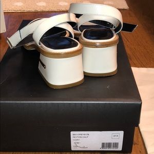 Tibi | Shoes | Tibi Ivory Leather Heel Sandals In Size 375 | Poshmark